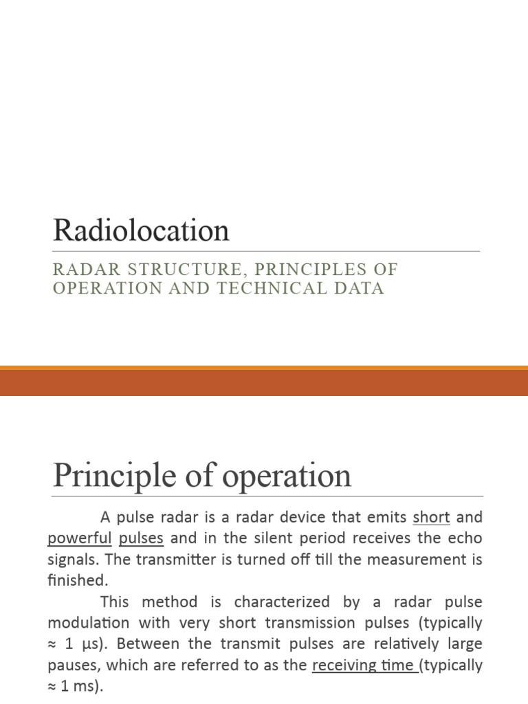 LEC3 - Radar Structure and Principles of Operation, The Tactical Parameters of Radar (Erasmus ...