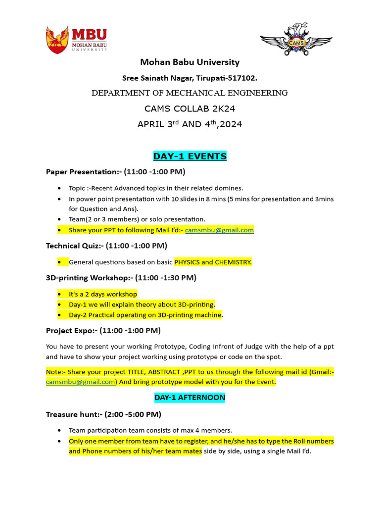 Brochure of CAMS COLLAB 2K24 | PDF | Engineering | Computing