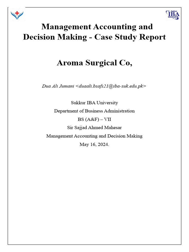 Management Accounting and Decision Making - Case Study | PDF | Electrocardiography