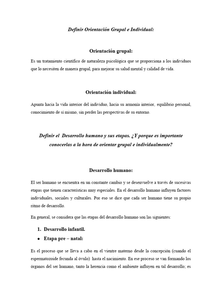 Definir Orientación Grupal e Individual | PDF | Adolescencia | Adultos