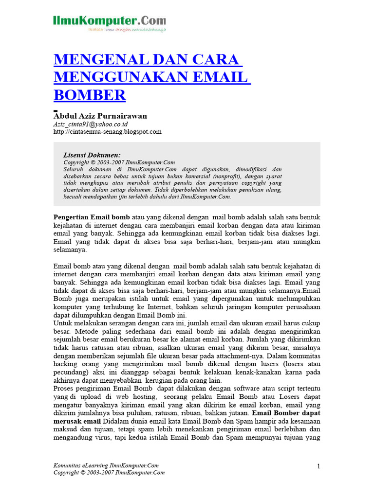 Mengenal Dan Cara Menggunakan Email Bomber | PDF