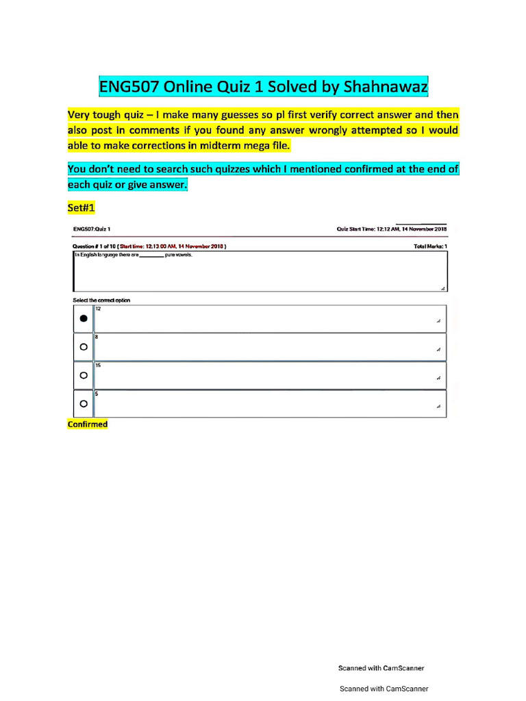 ENG507 Quiz1 | PDF