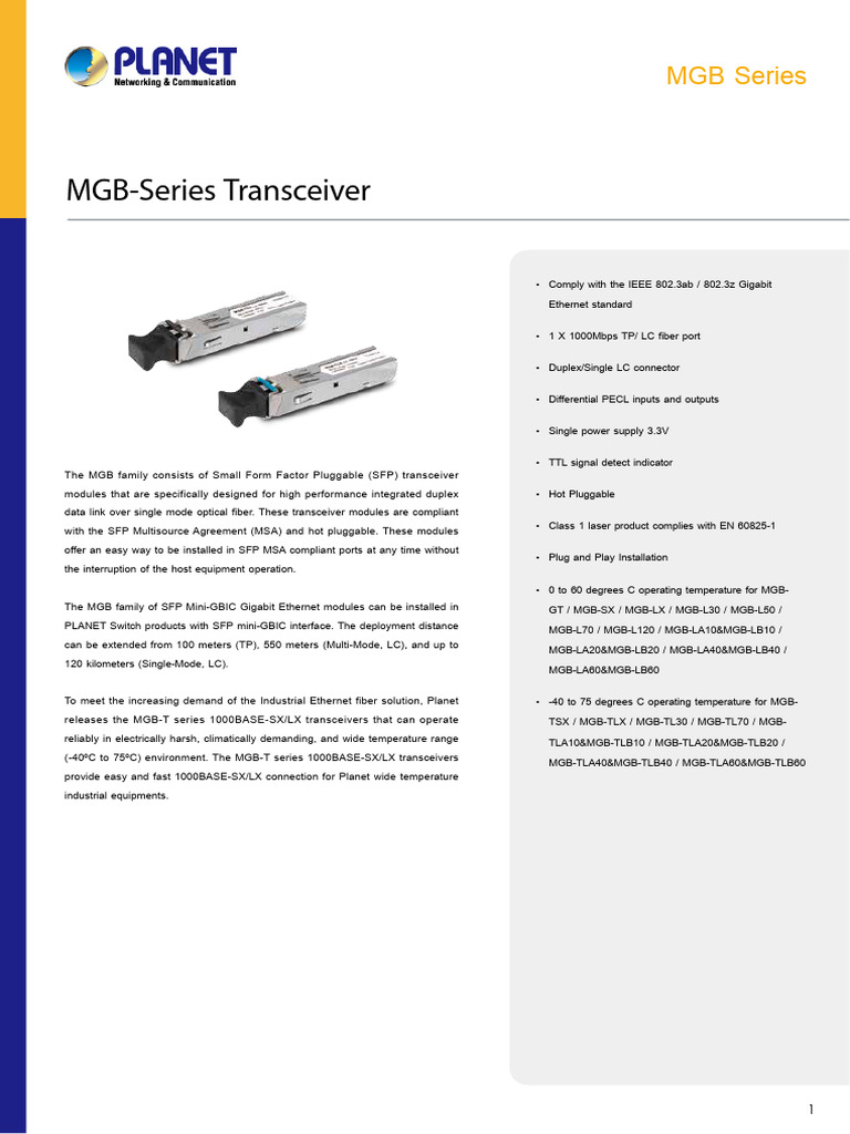 MGB Series - S | PDF | Physical Layer Protocols | Telecommunications Equipment