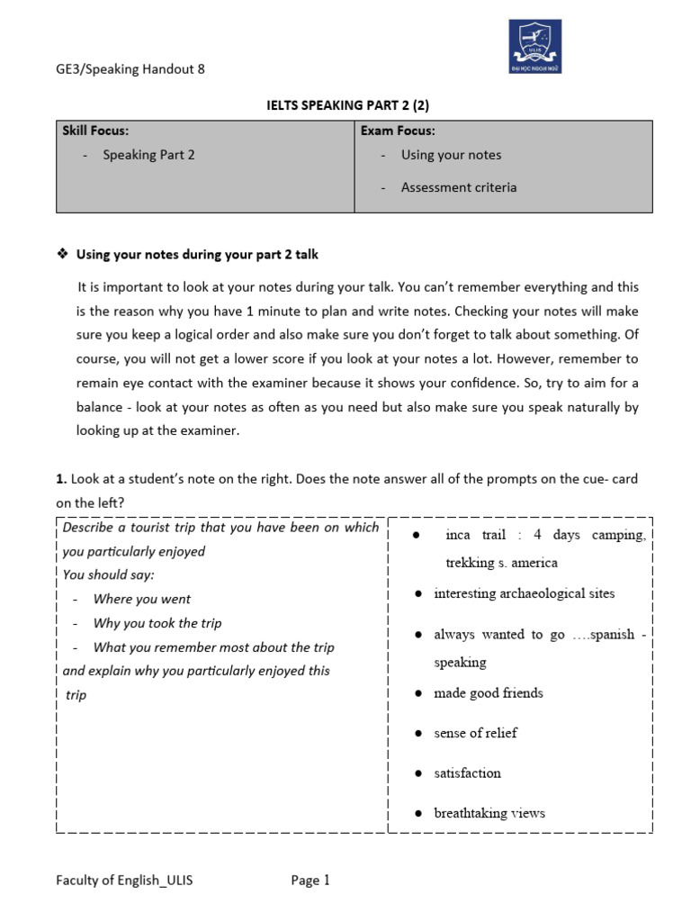 IELTS Speaking Part 2 Tips and Strategies | PDF | Word | Fluency