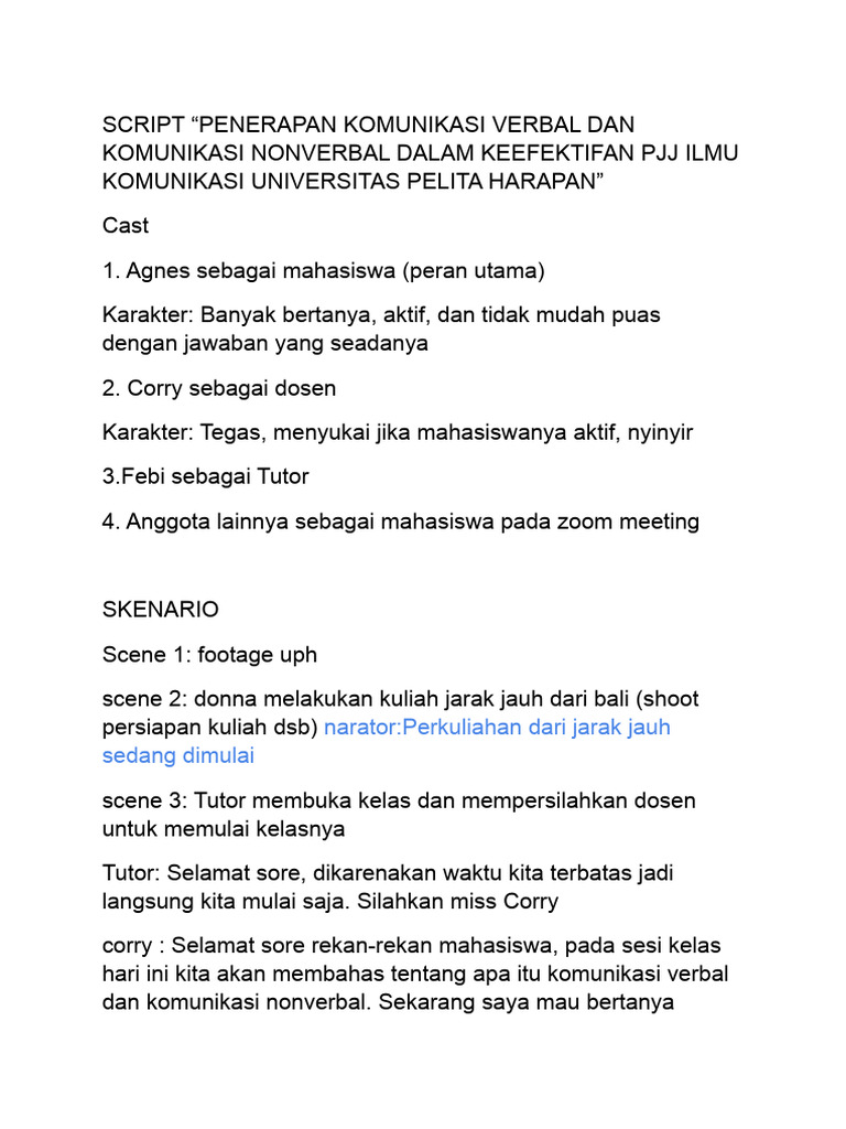 Script "Penerapan Komunikasi Verbal Dan Komunikasi Nonverbal Dalam ...