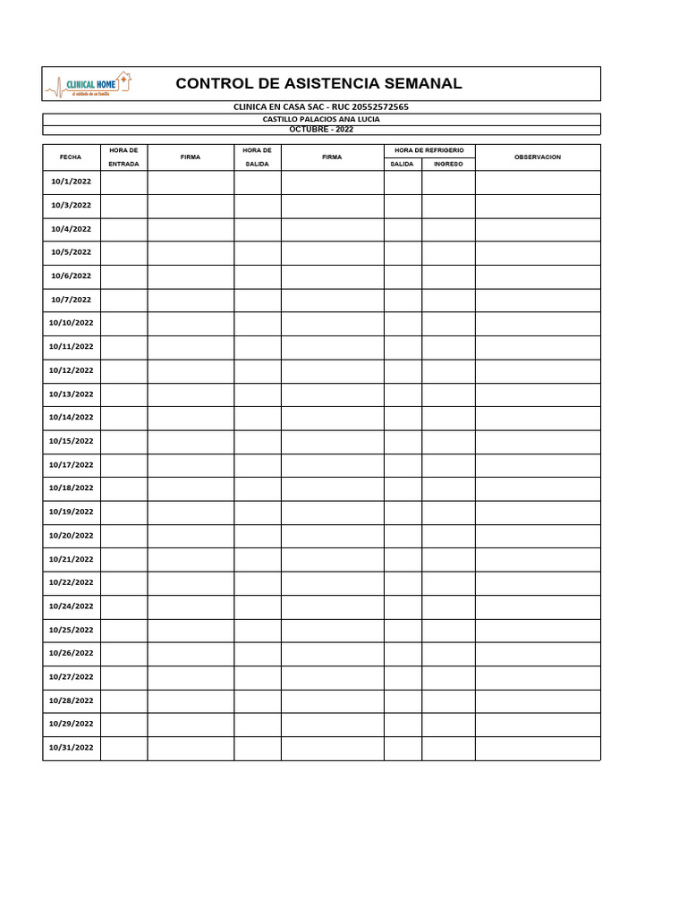 Formato - Control de Asistencia | PDF