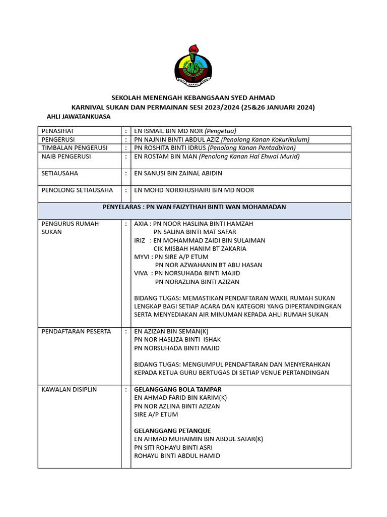 Ajk Karnival Sukan 202324 | PDF