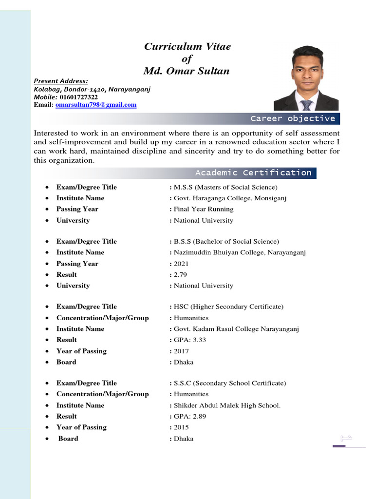 Md. Omar Sultan Resume PDF | PDF