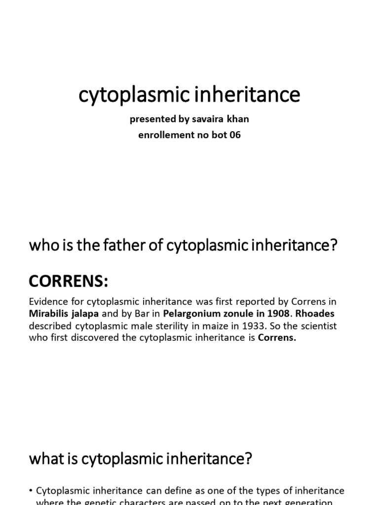 Cytoplasmic Inheritance | Download Free PDF | Heredity | Cytoplasm