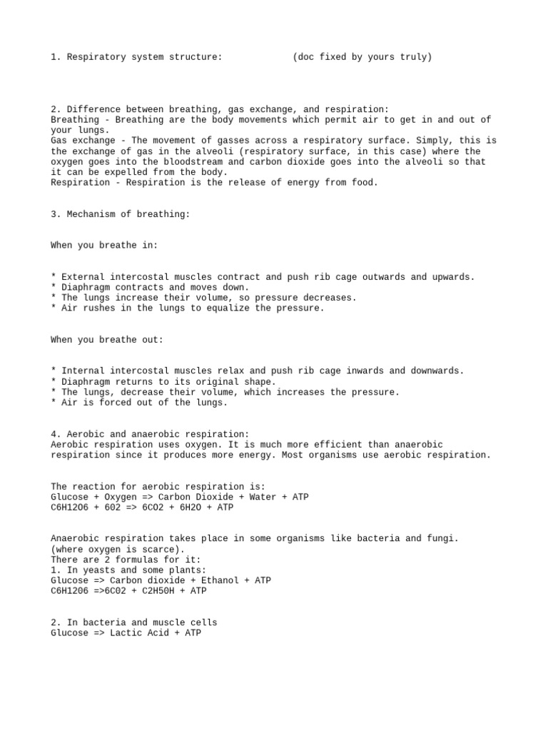 Biology Test Study | PDF | Cellular Respiration | Breathing