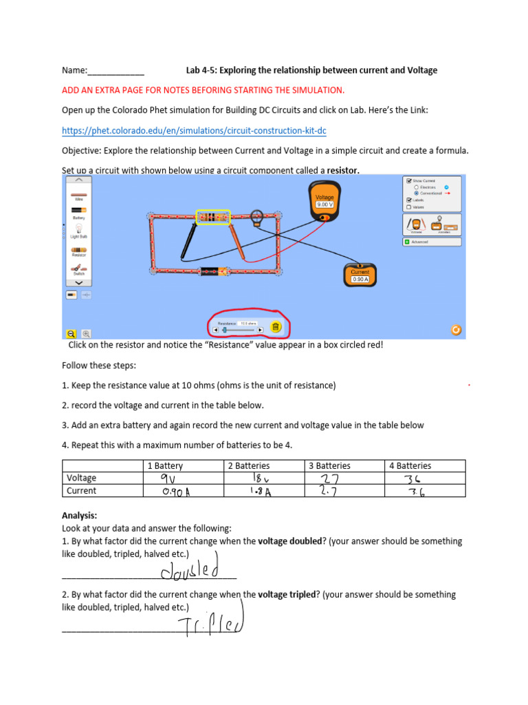 Lab 4-5-Exploring Ohms Law | PDF | Electrical Network | Electrical ...