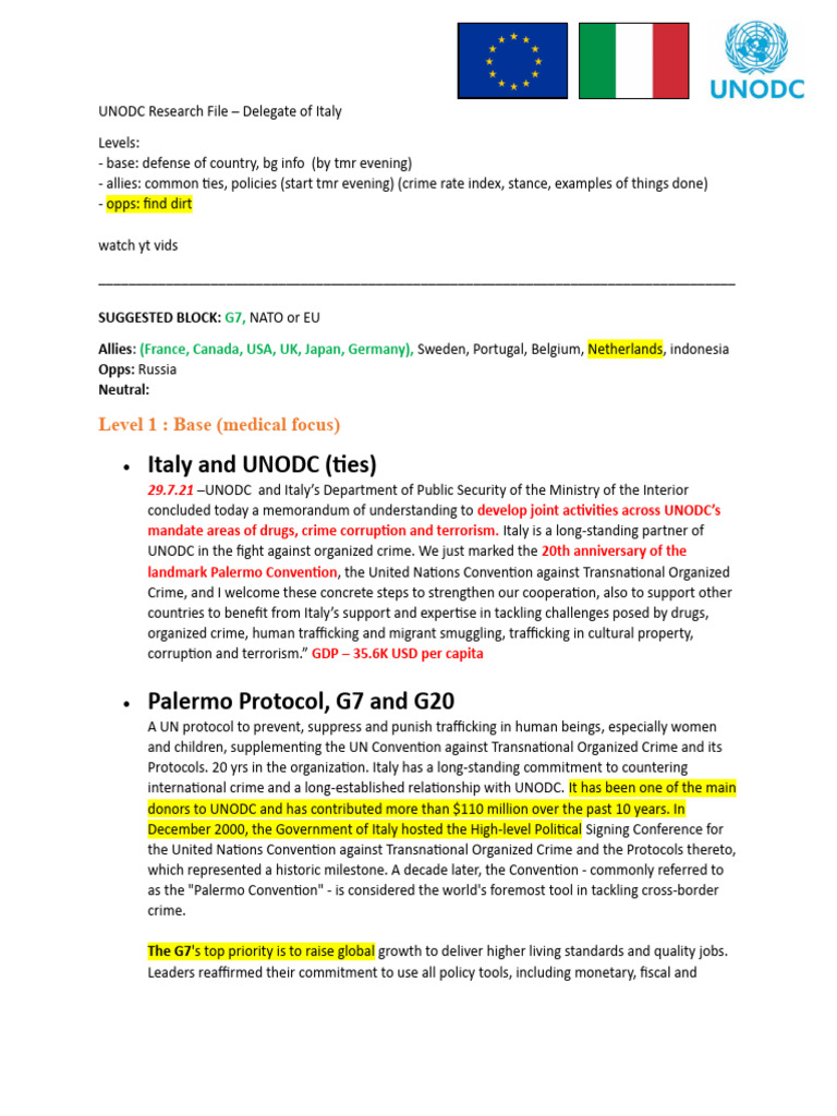 Italy's Role in UNODC Drug Initiatives | PDF | Substance Abuse | Drug ...
