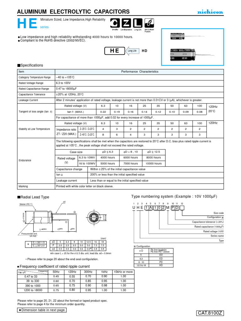 Aluminum Electrolytic Capacitors: Specifications | Download Free PDF ...