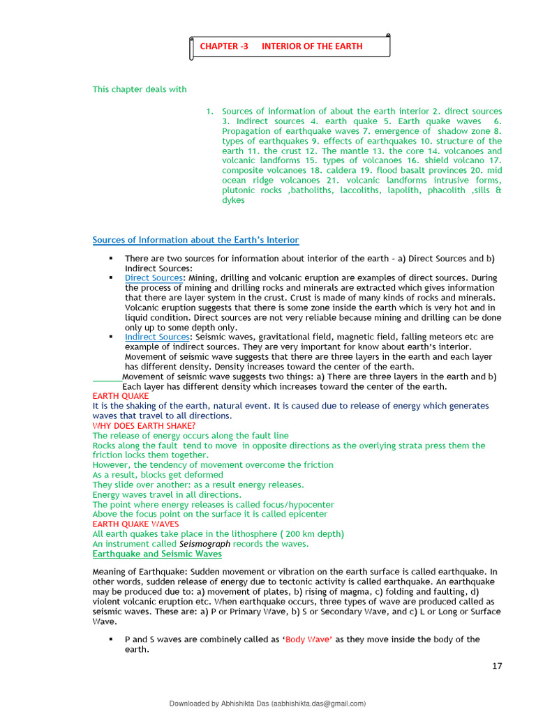11 Geography Notes 03 Interior of The Earth Removed | PDF | Earthquakes ...