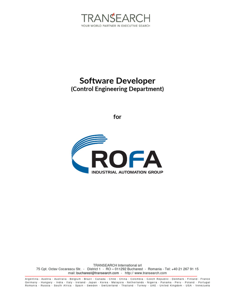 JD Software Developer ROFA Industrial Automation Group | PDF | Business | Engineering