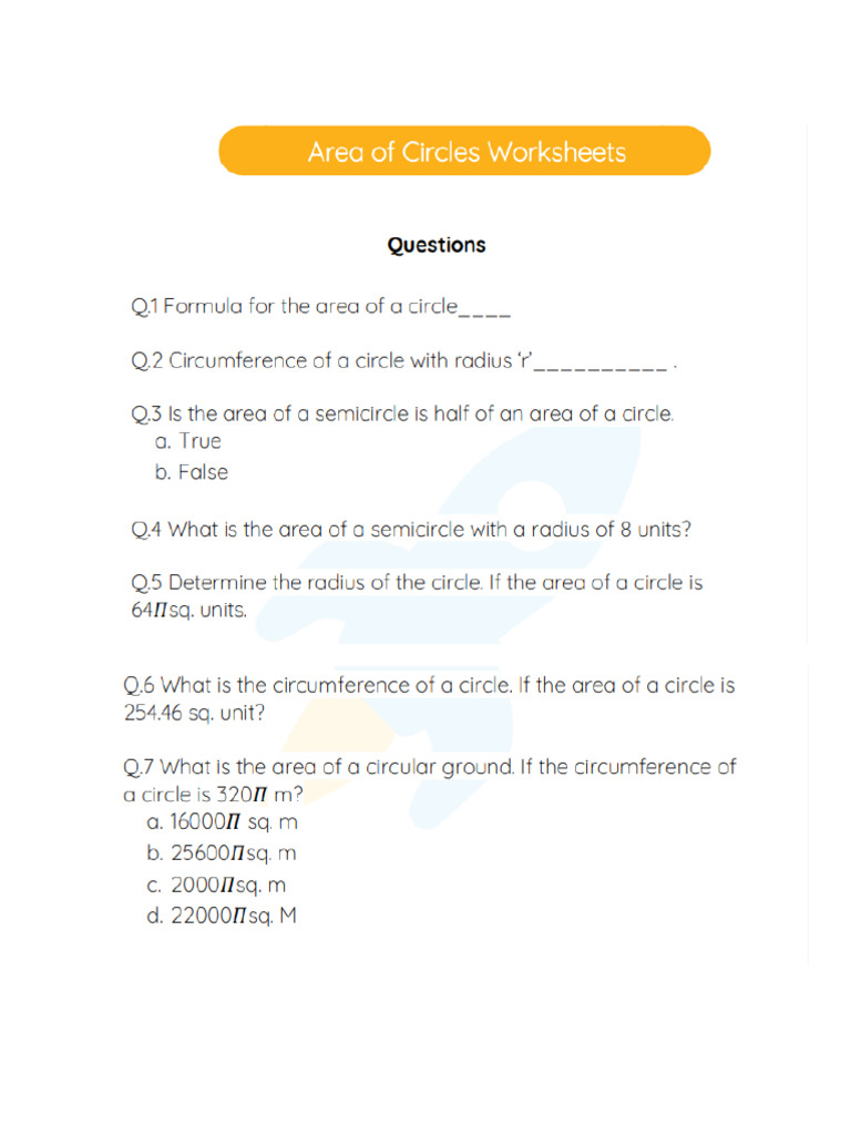 Area of Circle Practice Questions | PDF