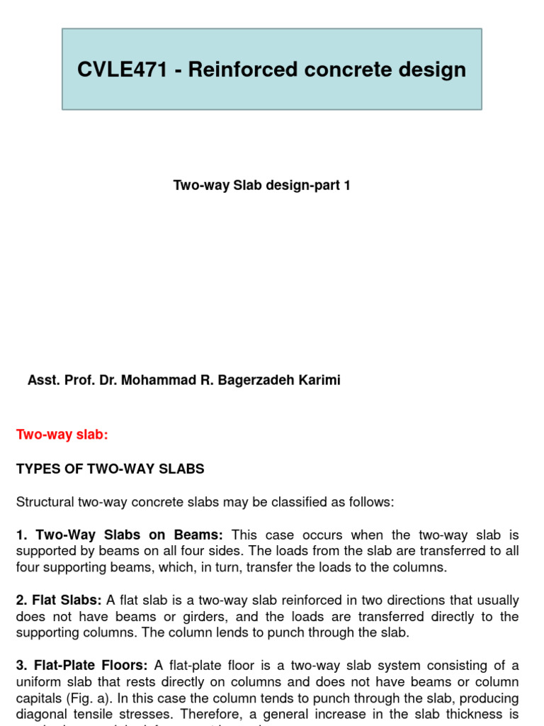 CIVL471-Two-way Slab Design - Part 1 | PDF | Beam (Structure) | Bending