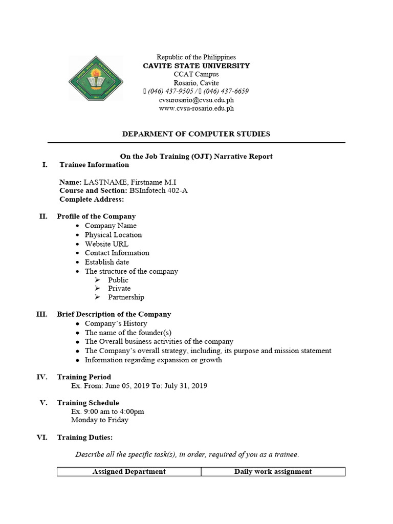 Ojt Narrative Report | Download Free PDF | Computing | Science