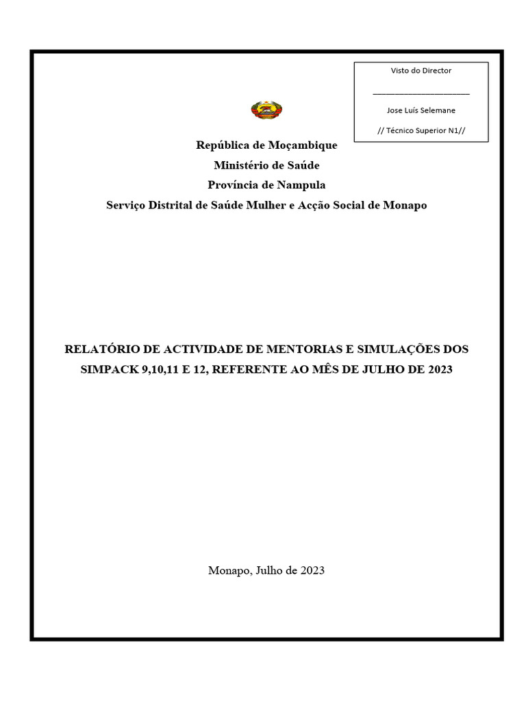 Relatorio de Simulacao - Junho | PDF | Parto | Nascimento prematuro