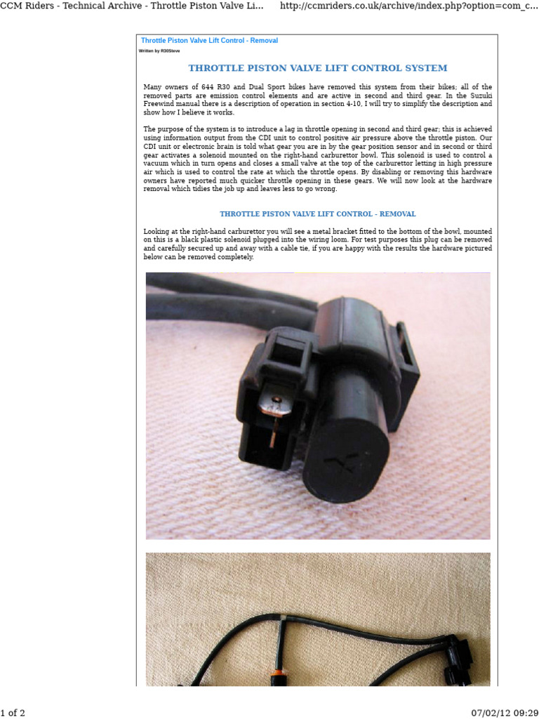 Throttle Piston Valve Removal Guide | PDF | Throttle | Carburetor
