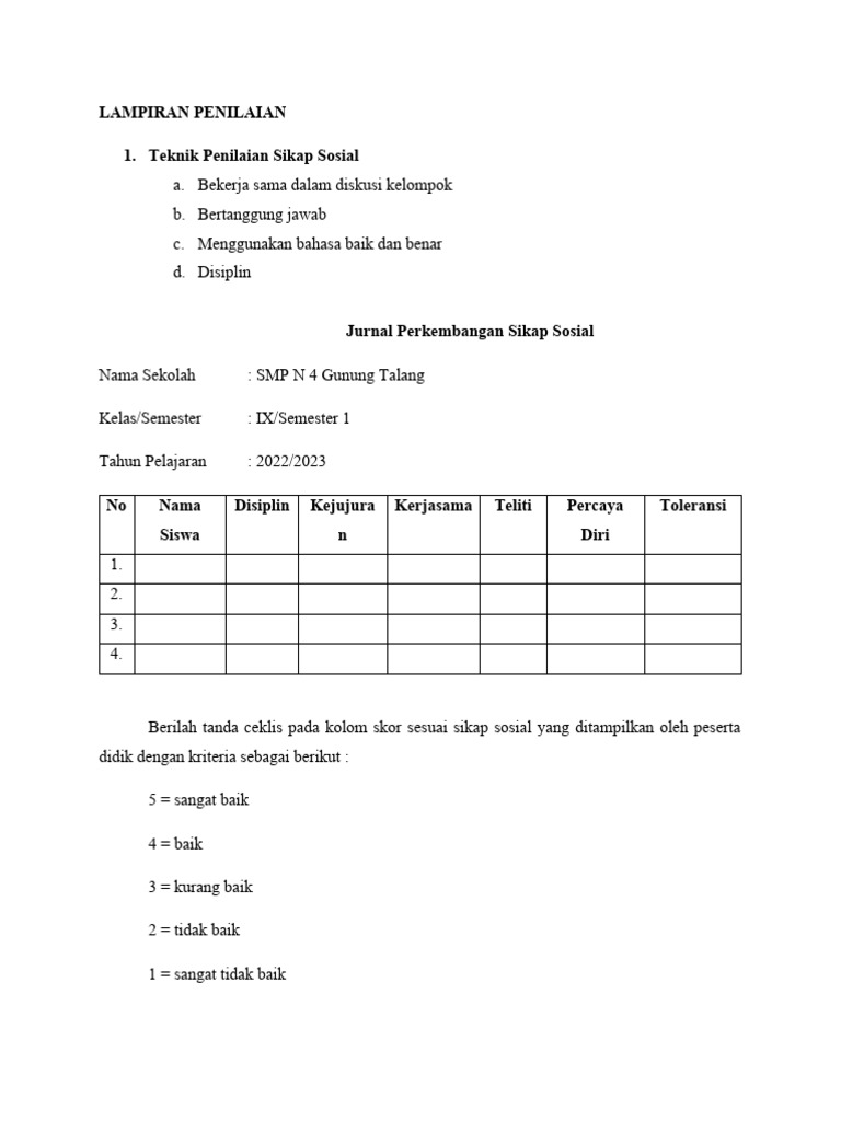 Lampiran Penilaian | PDF | Career & Growth