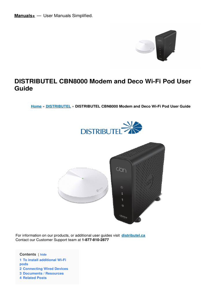 cbn8000 Modem and Deco Wi Fi Pod Manual | PDF | Wi Fi | Computer Network