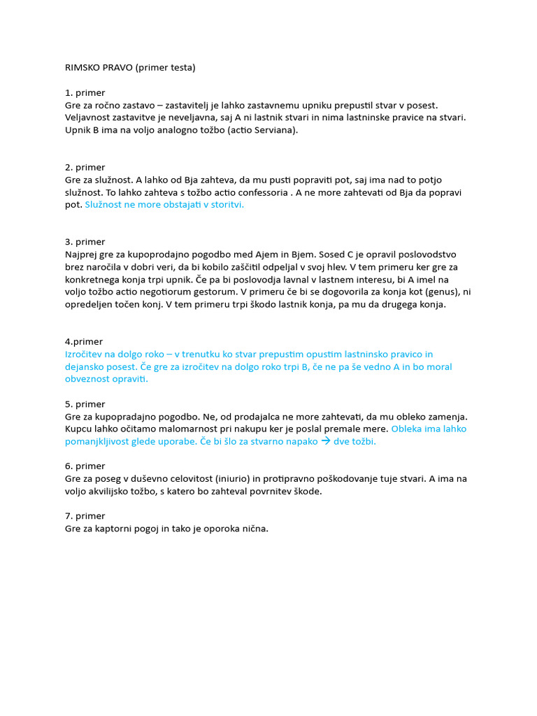RIMSKO PRAVO Izpit | PDF