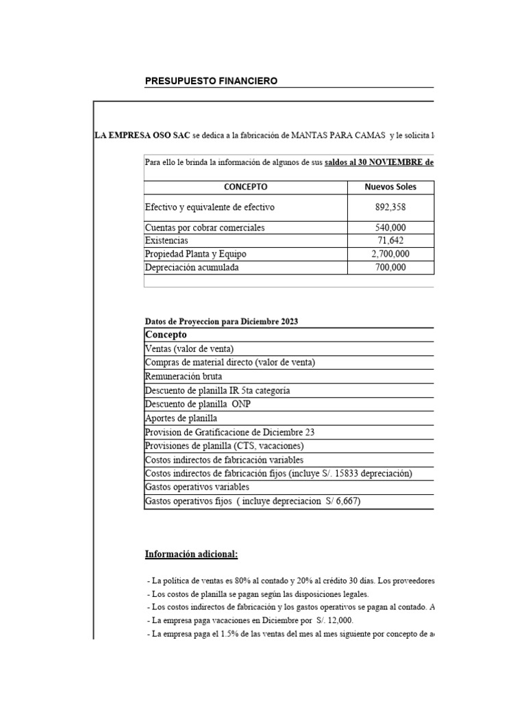 Presupuesto y Flujo de Caja Diciembre | PDF | Presupuesto | Flujo de ...