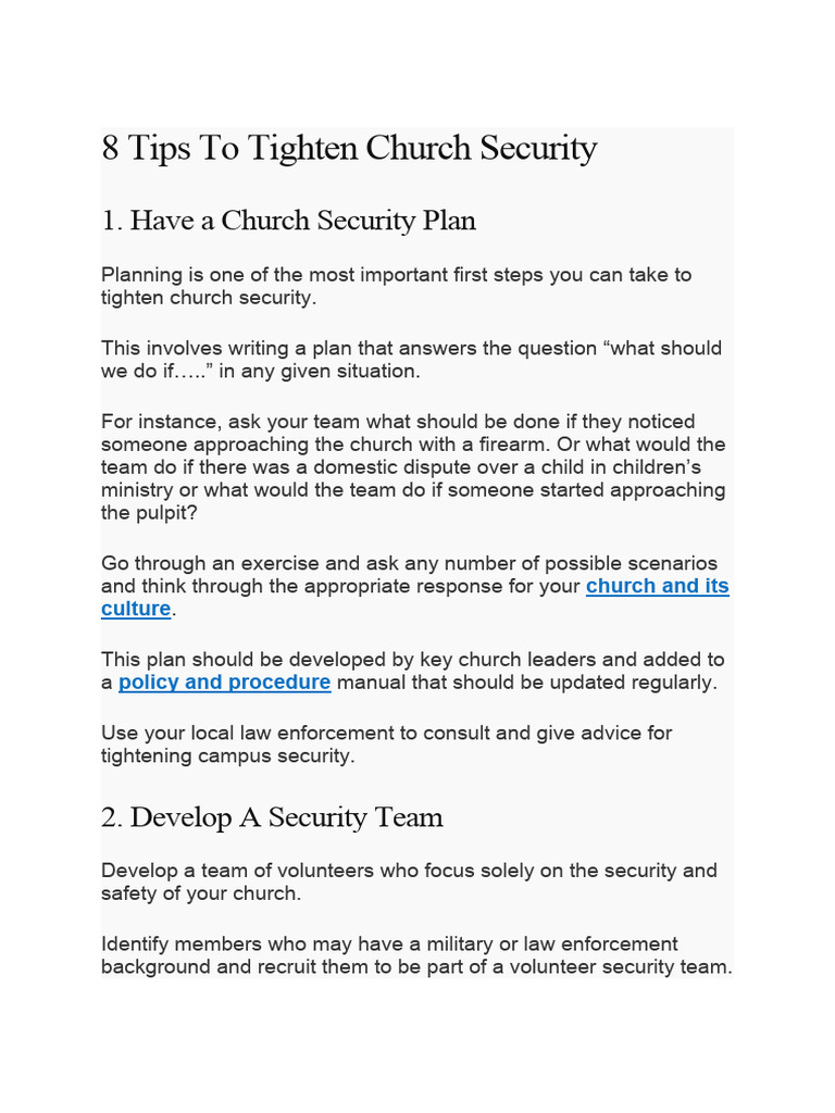 Church Security: 8 Essential Tips | PDF | Prayer