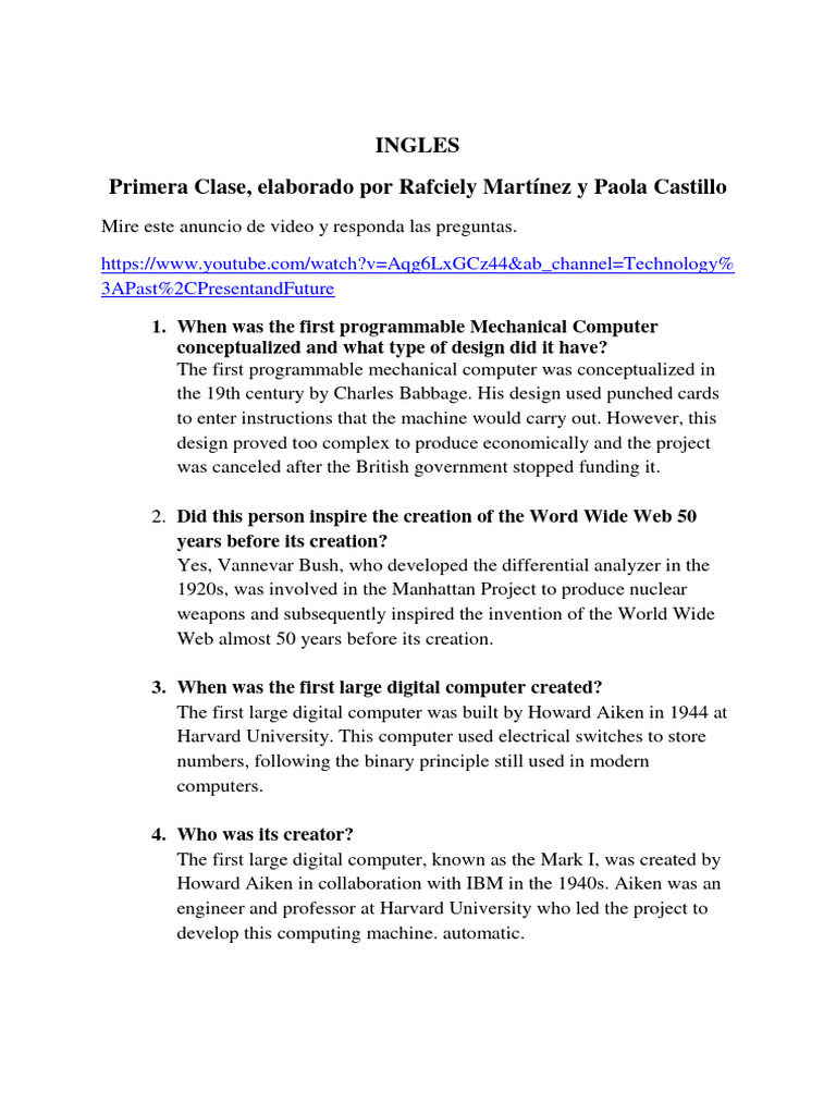 HISTORIA DE LA COMPUTADORA EN INGLES | Download Free PDF | Computing | Computer Engineering