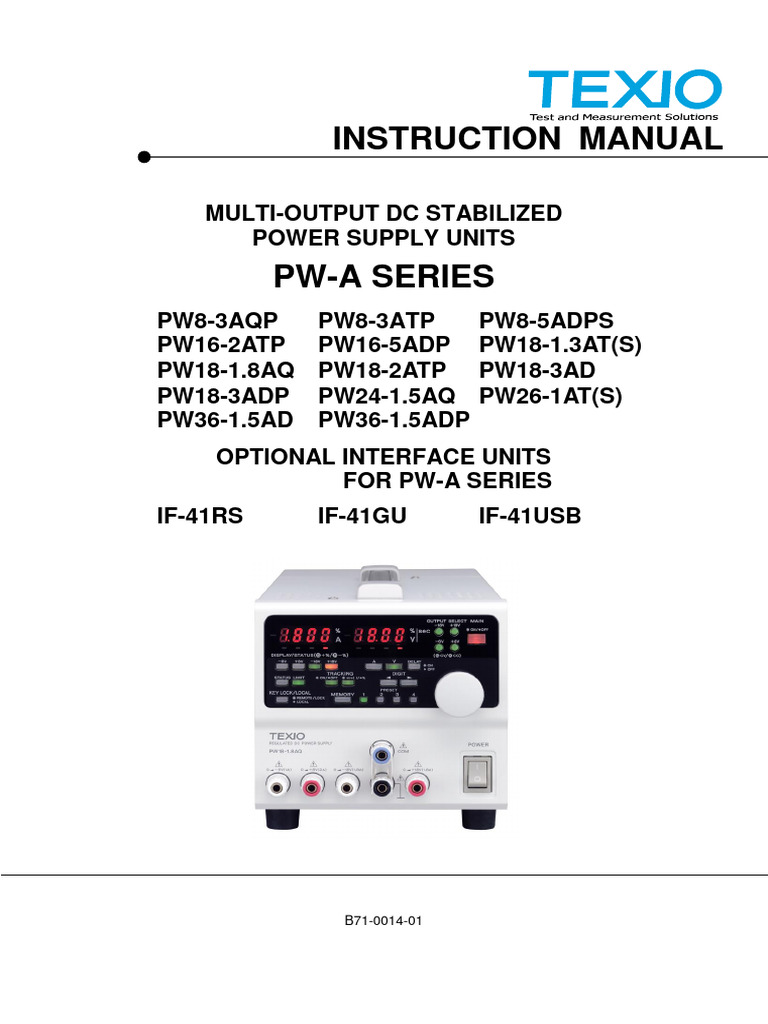 (Manual) TEXIO PW18-2ATP | PDF | Power Supply | Computer Architecture