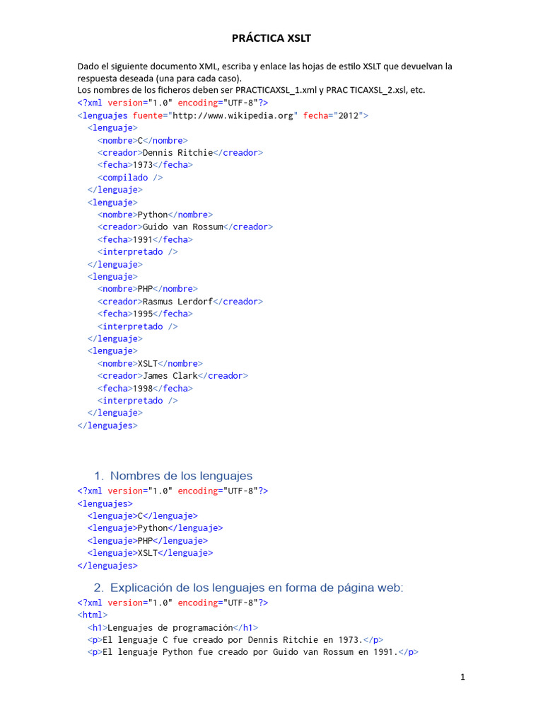 Practica XSL | PDF | Php | Xslt
