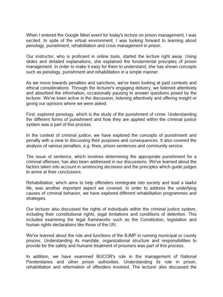 Narrative Lecture | PDF | Prison | Punishments