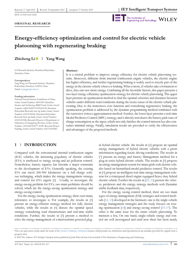 Energy-Efficiency Optimization and Control For Ele | PDF | Electric Vehicle | Mathematical ...