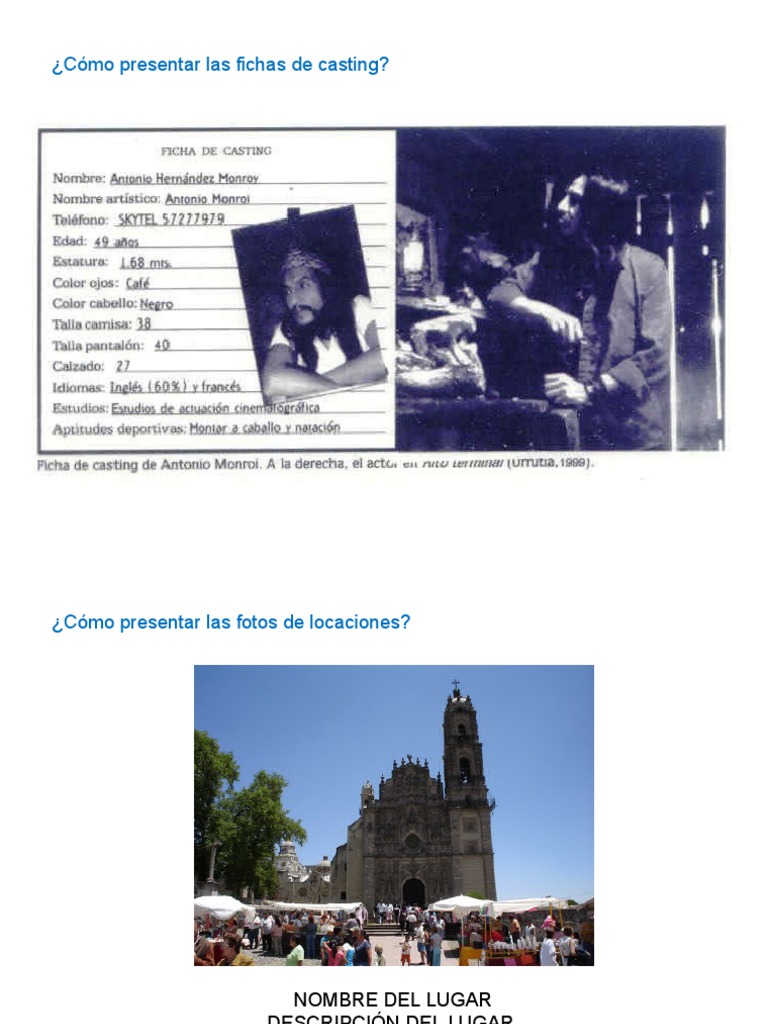 Fichas de Casting y Fotos Locaciones | PDF
