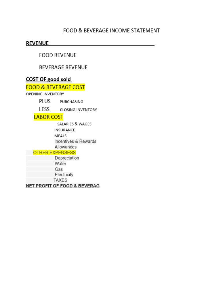 F&B Financial Overview | PDF | Wellness