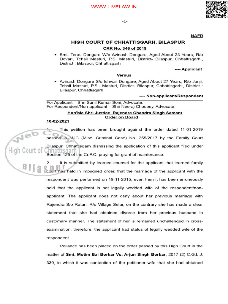 Maintenance S 125 CRPC 389276 | PDF | Justice | Crime & Violence