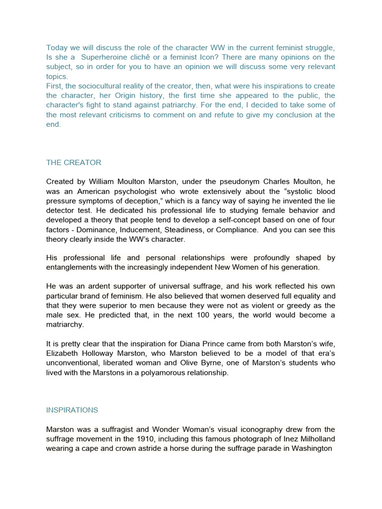 Wonder Woman - English Presentation | PDF | Wonder Woman | Superheroes