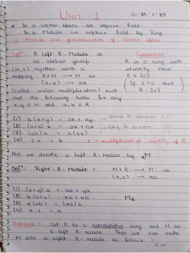 Module Theory Notes 1 Pdf