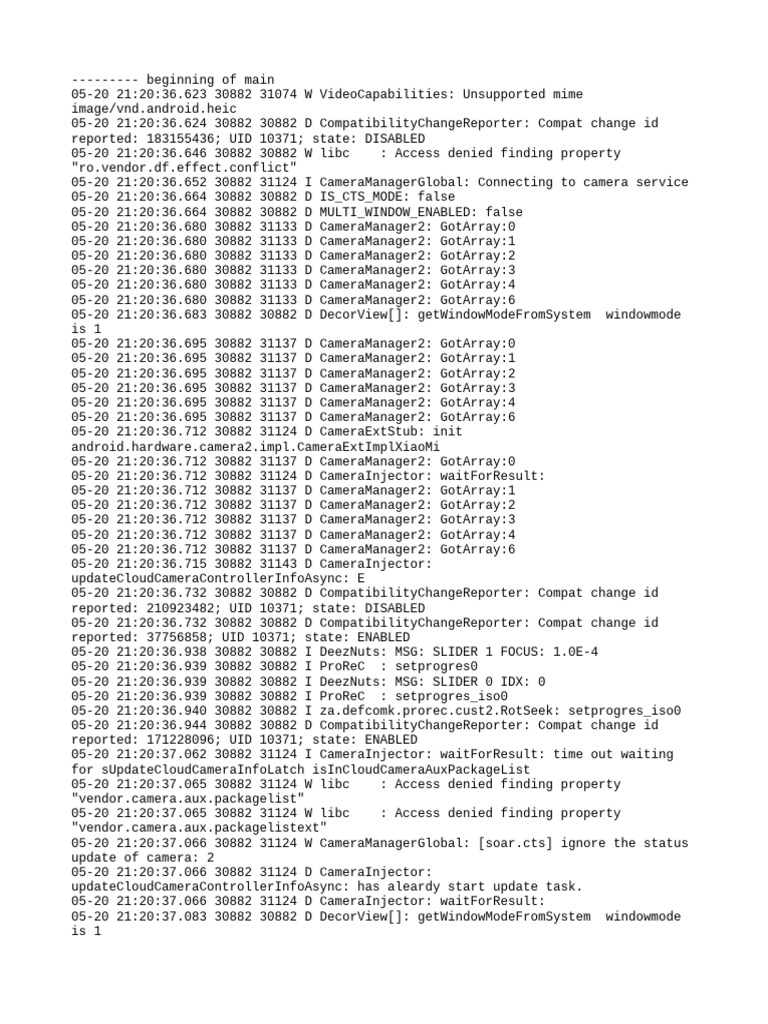 Android Camera Debug Logs | PDF | Computer Engineering | Computer Science