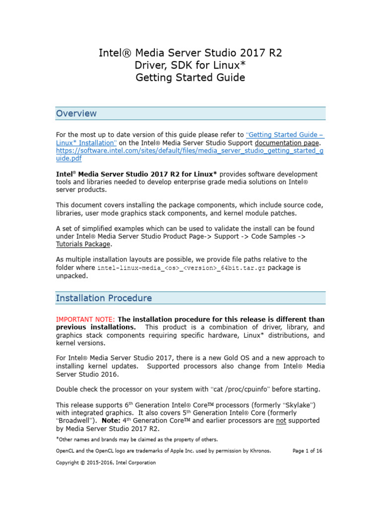 media-server-studio-getting-started-guide | PDF | Installation (Computer Programs) | Linux