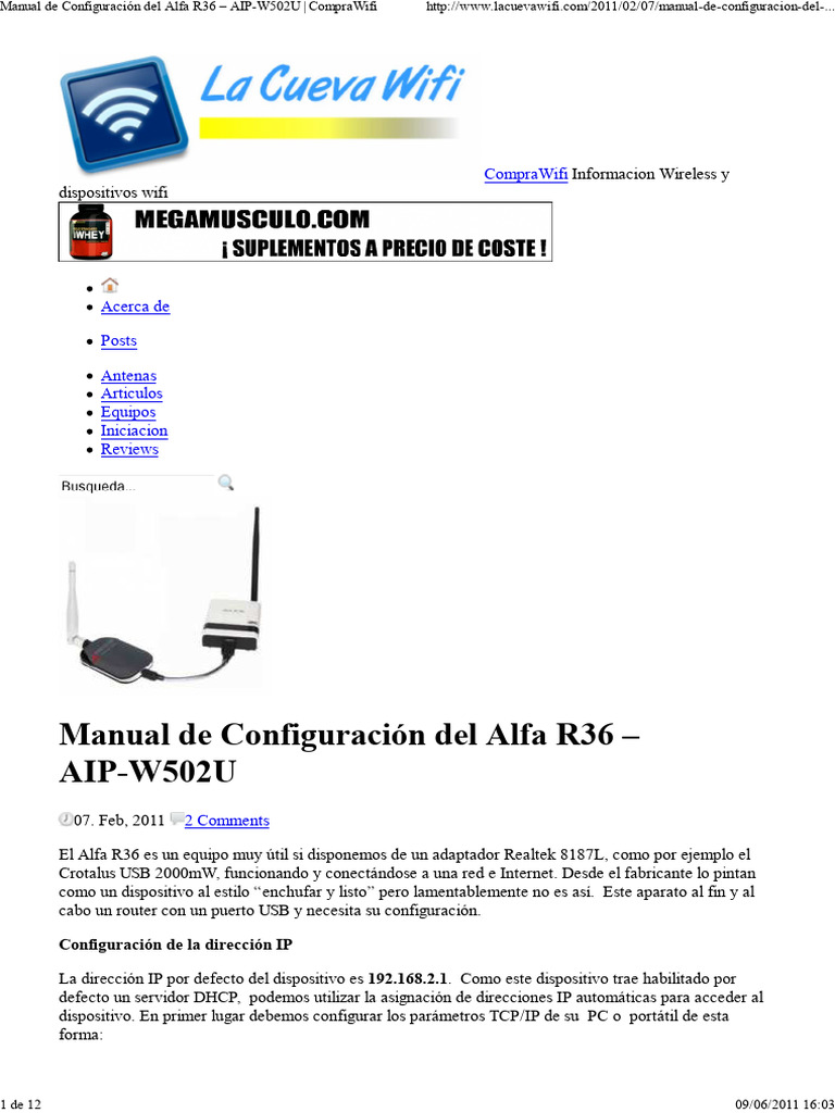 Manual de Configuración Del Alfa R36 - AIP-W502U - CompraWifi | PDF ...