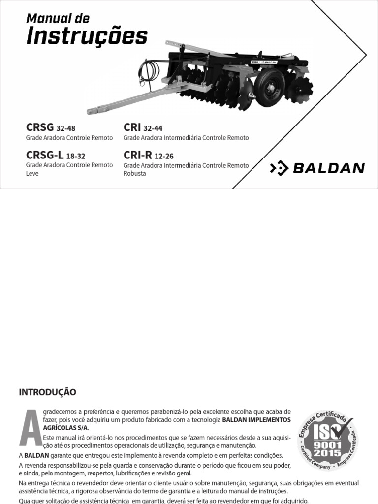 Manual de Instrucoes CRSG L03420a | PDF | Trator | Pneu