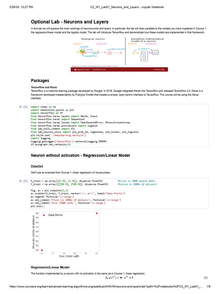 Neurons and Layers - Coursera | PDF | Linear Regression | Regression ...