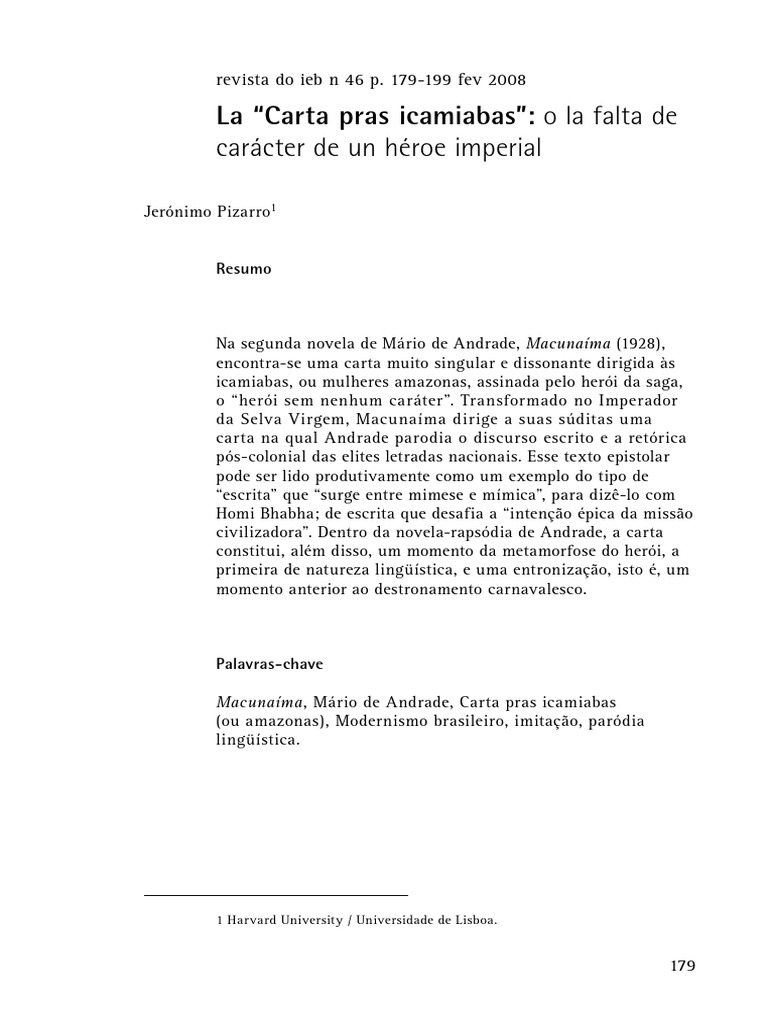 La Carta Pras Icamiabas J.Pizarro | PDF | Historia | Ficción general