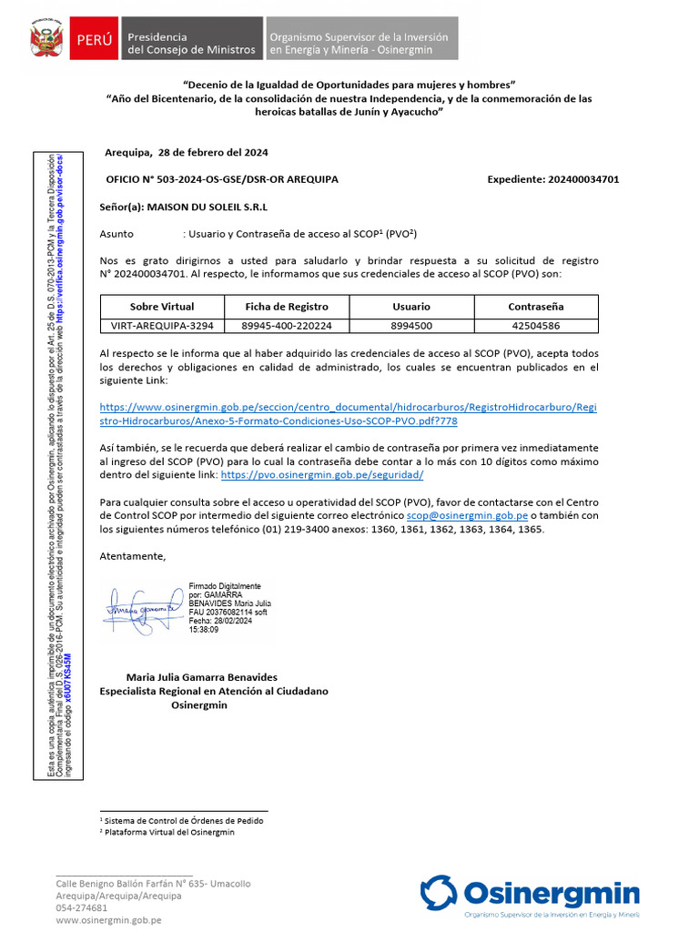 Credenciales de Acceso al SCOP PVO | PDF | Contraseña | Informática