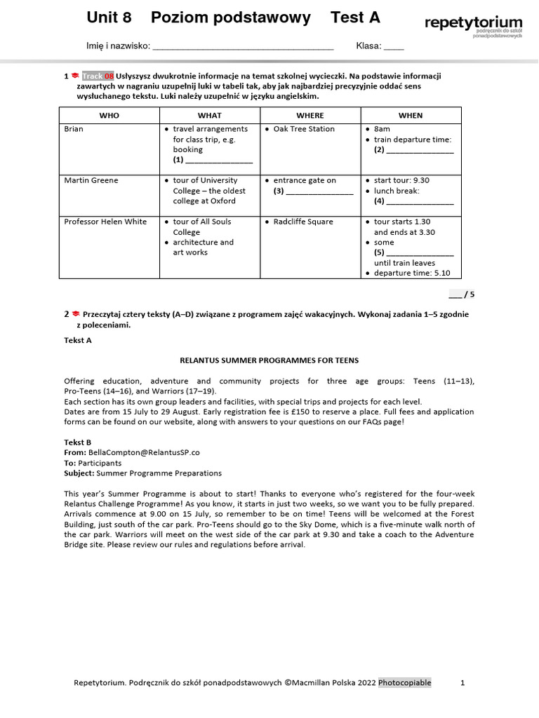 U8 Test PP GR A | PDF