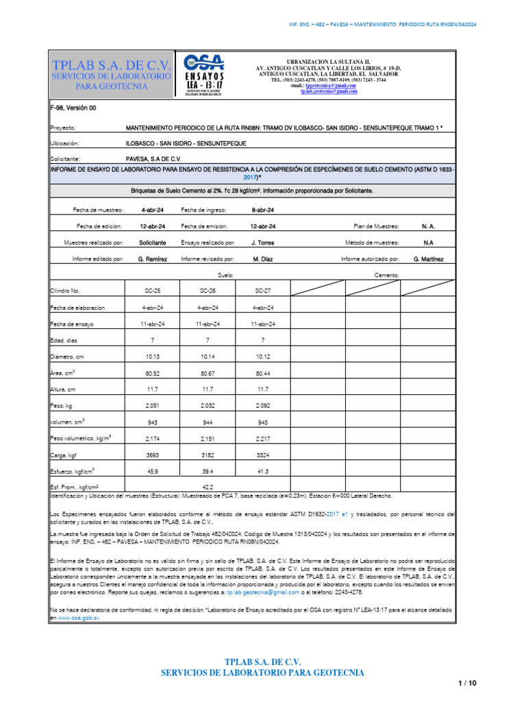 482 - 042024 - Pavesa, S.A. de C.V. - Ilobasco-San Isidro-Sensuntepque ...