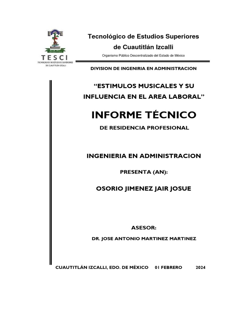 Portada de Informe Técnico | PDF | Motivacional | Motivación