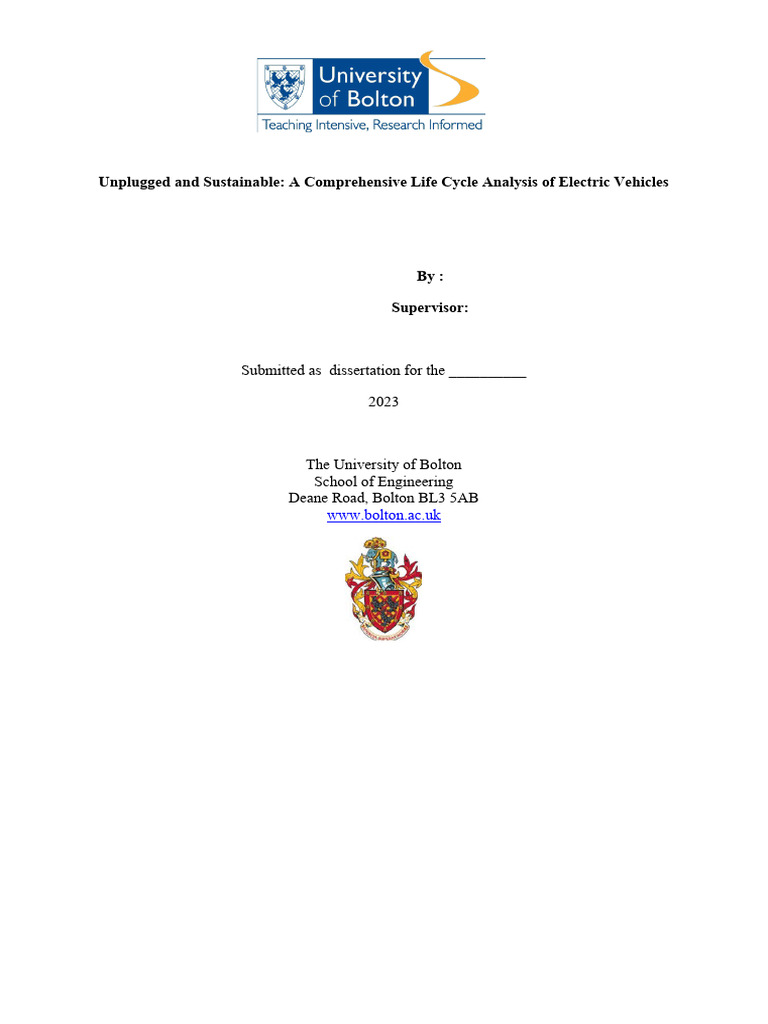Thesis FINAL - Comments File | PDF | Life Cycle Assessment | Electric Vehicle